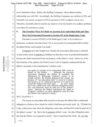 Brief In defense of Preference claims by trustee | PDF