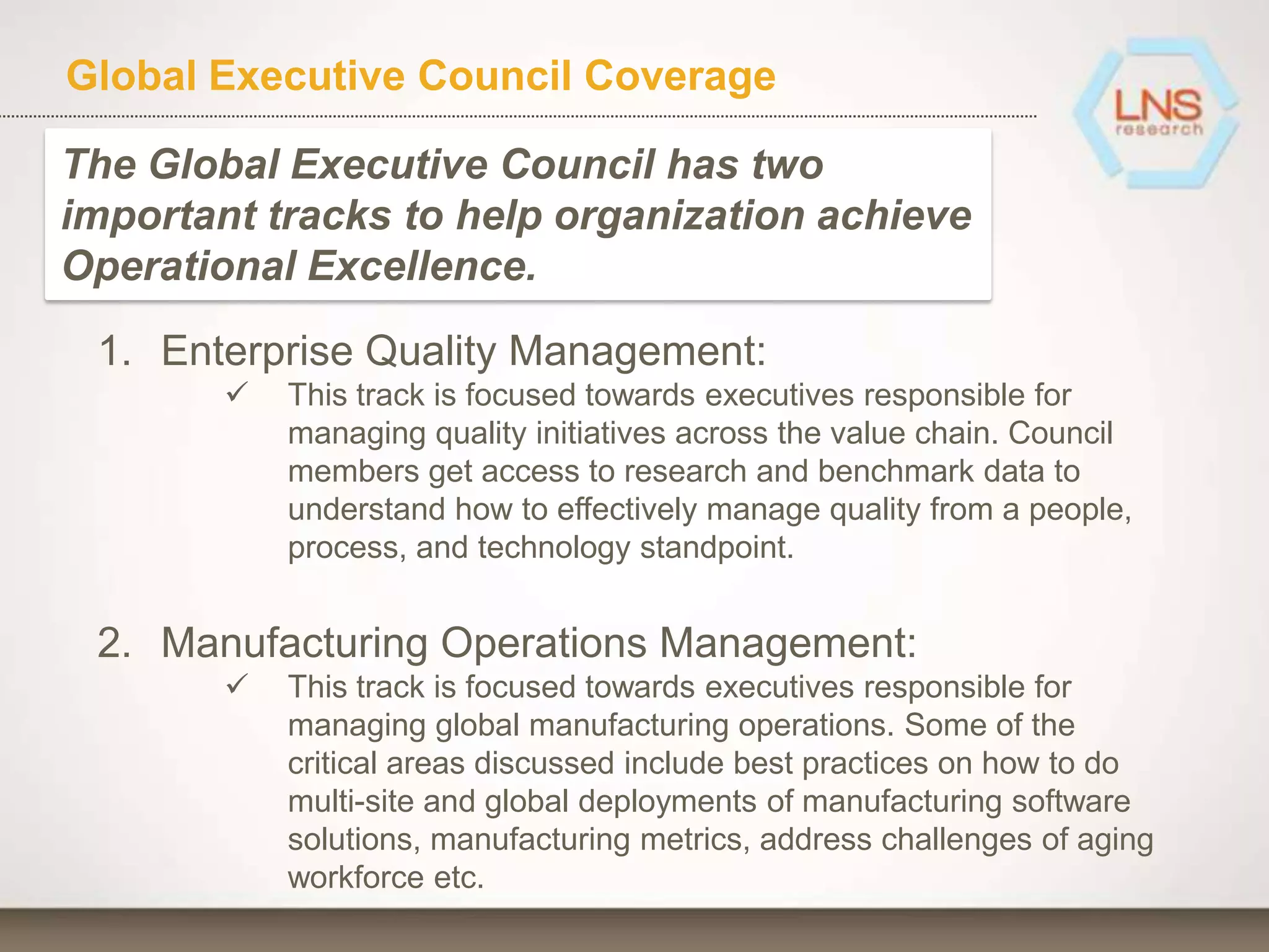 Overview: LNS Research's Global Executive Councils | PPT