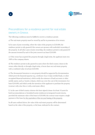 A brief guide to Residence Permits for real estate owners in Greece | PDF