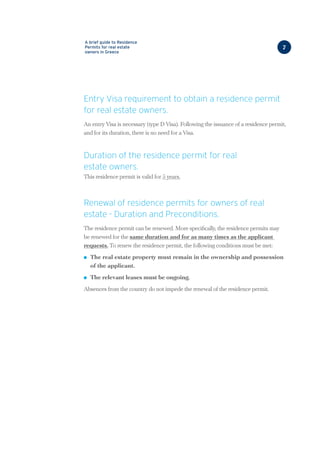 A brief guide to Residence Permits for real estate owners in Greece | PDF