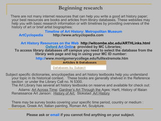 Brief guide to beginning Art History Research | PPT