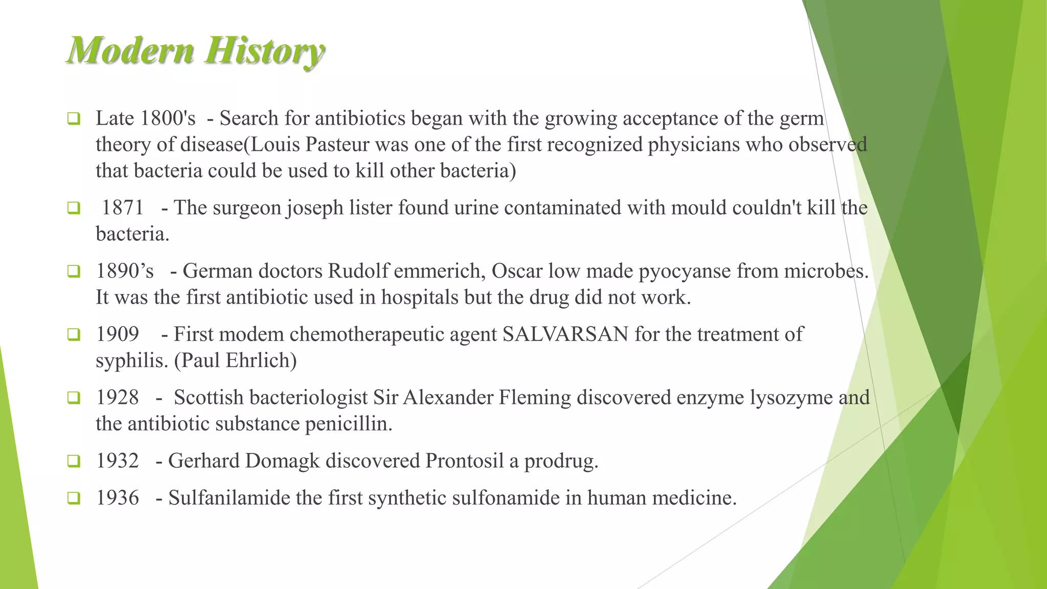 Brief historical background & classification of antibiotics | PPTX