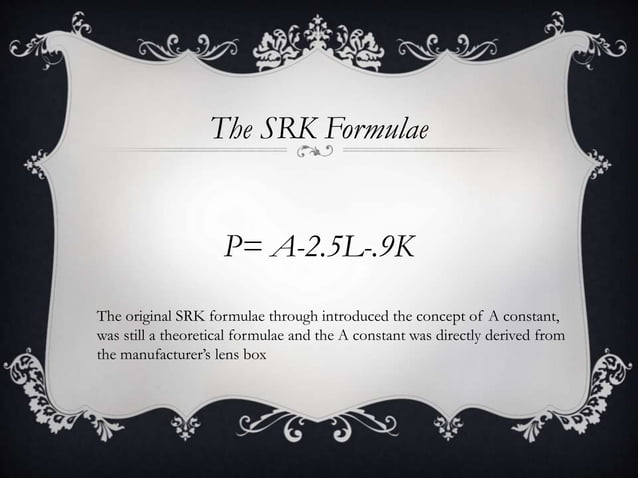 Brief history biometry iol calculation formula & a constant ...