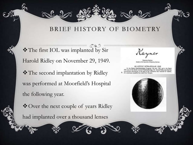 Brief history biometry iol calculation formula & a constant ...