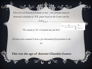 Brief history biometry iol calculation formula & a constant ...
