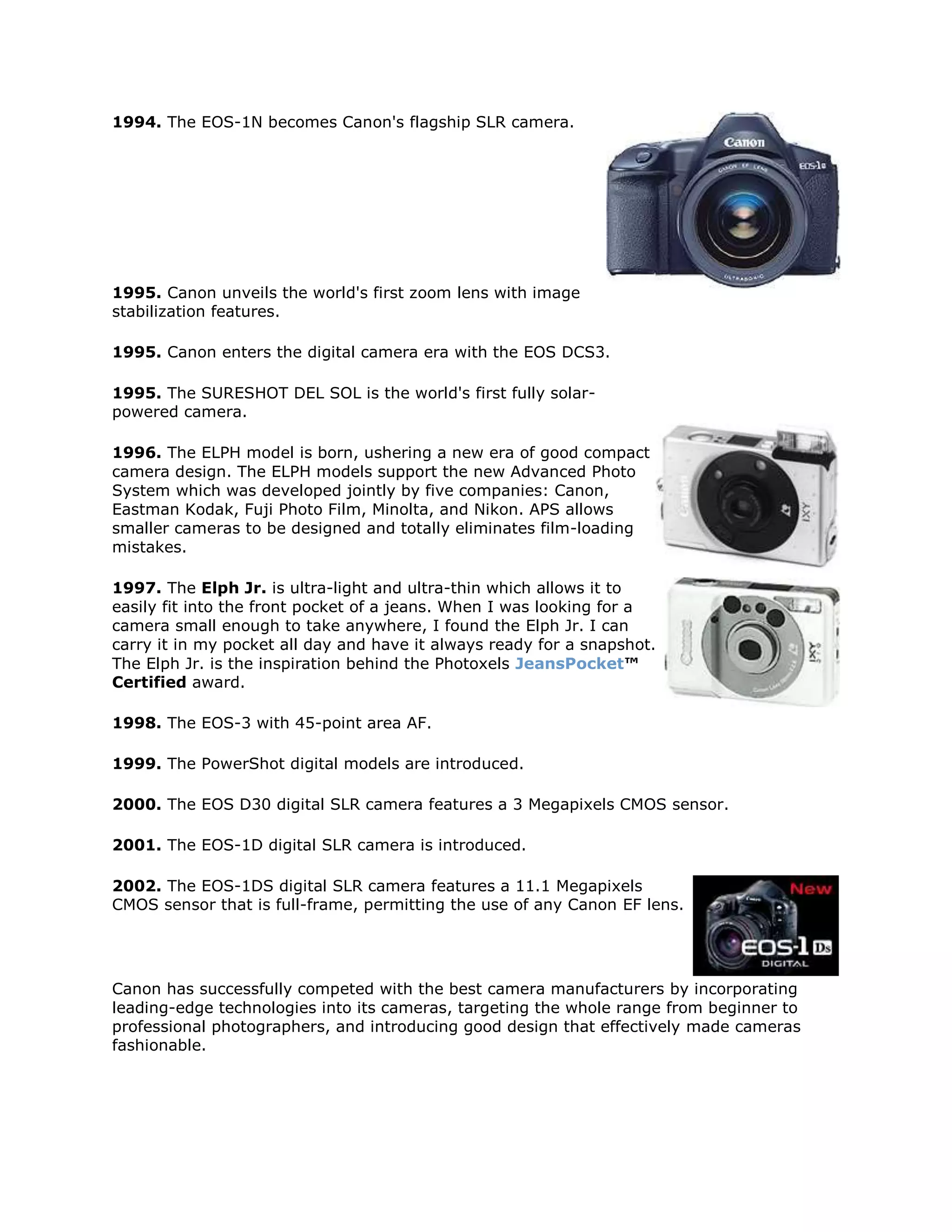 Brief history of canon cameras | DOCX