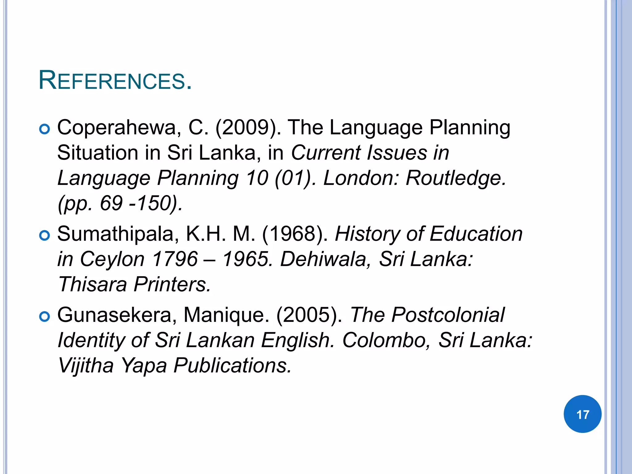 Brief history of english language in sri lanka new | PPTX