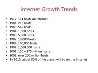 HISTORY OF THE INTERNET | PPTX | Internet | Computing