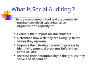 Brief History and overview of Social Auditing | PPT | Business ...