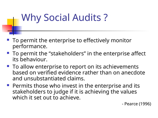 Brief History and overview of Social Auditing | PPT
