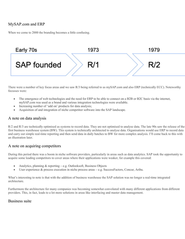 brief history of SAP and ERP.docx | Databases | Computer Software and Applications
