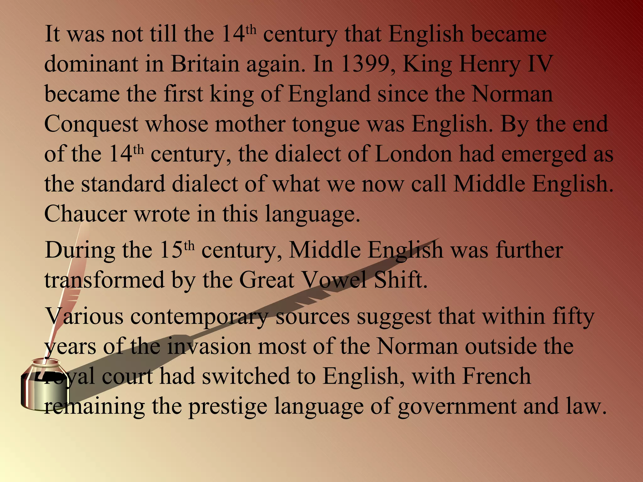Brief history of the english language | PPT