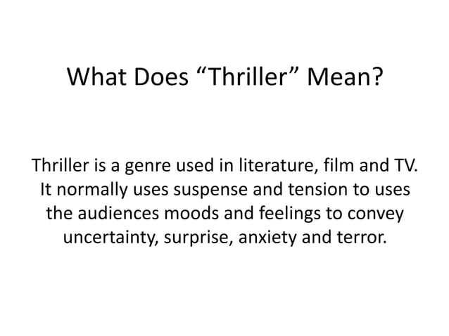 A Brief History of Thriller Films | PPT