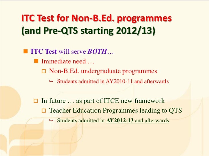 Briefing on ITC test and new ITCE framework - 24-25 May 2011