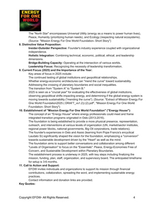 Briefing Document Energy For One World (EFOW) and Mission Energy For ...