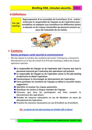 Briefing hse, minutes sécurité..pre job | PDF