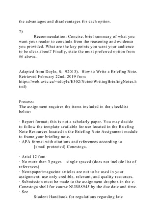 Briefing Note Assignment GuidelinesWeight 15Learning Out.docx