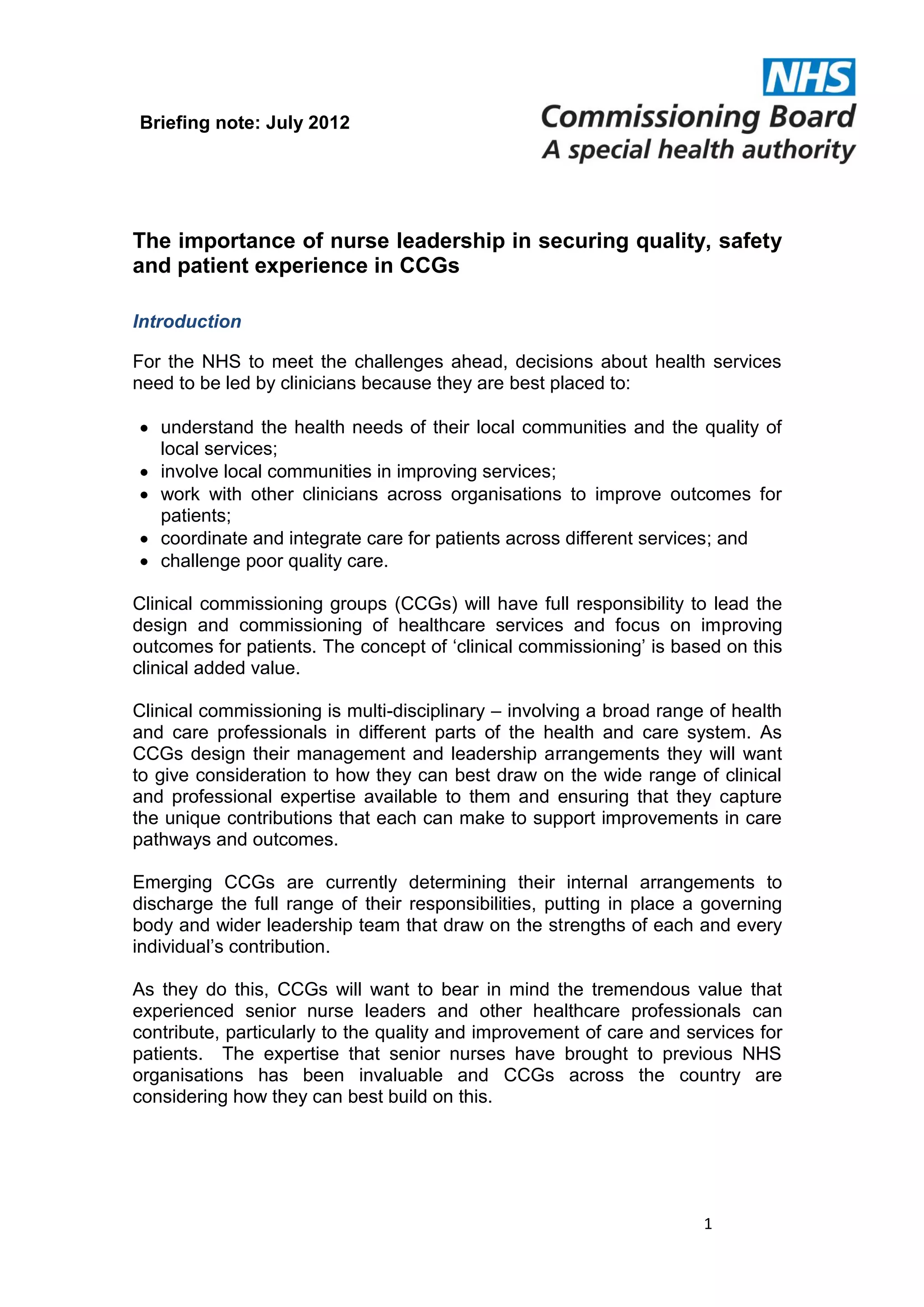 Briefing nurse | PDF | Healthcare Industry | Industries