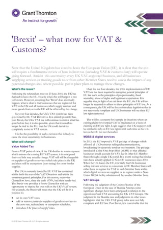 Briefing paper - Brexit - What next for VAT & Customs? | PDF ...