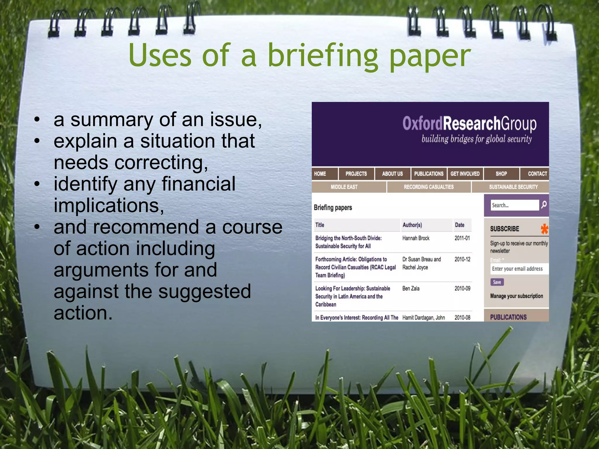 Briefing papers | PPT
