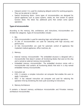Brief introduction about microcontroller and its uses | PDF