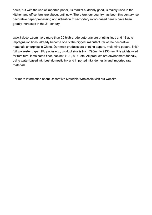 Brief Introduction of Decorative Paper | PDF