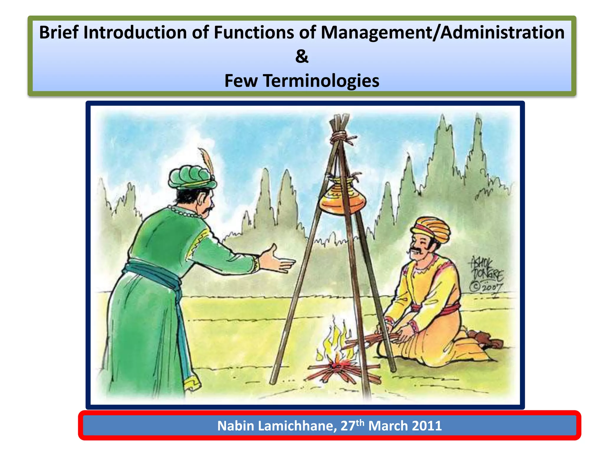 Brief introduction of management functions and terminologies | PPTX