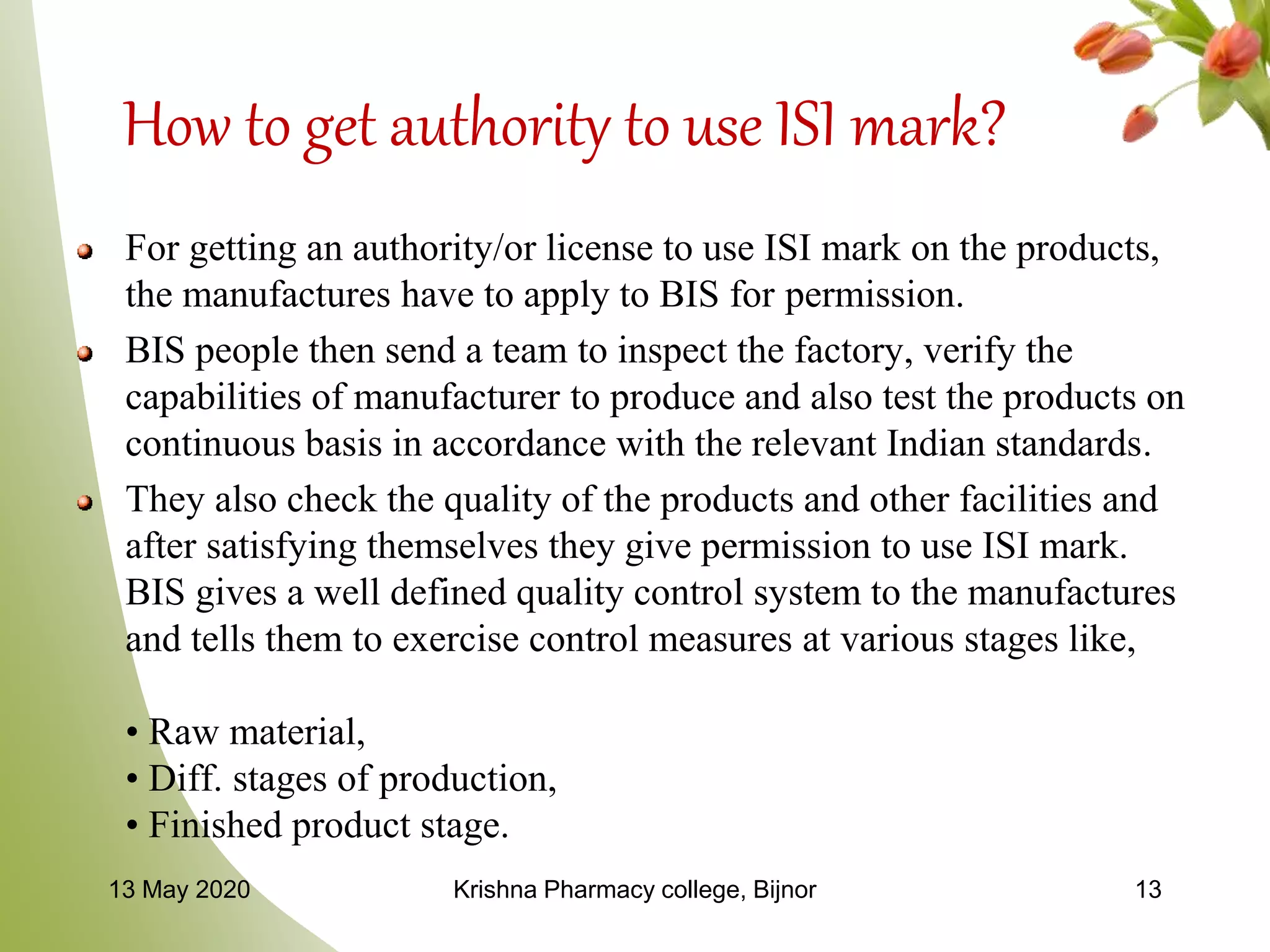 Brief introduction to Agmark, BIS and FSSAI | PPTX