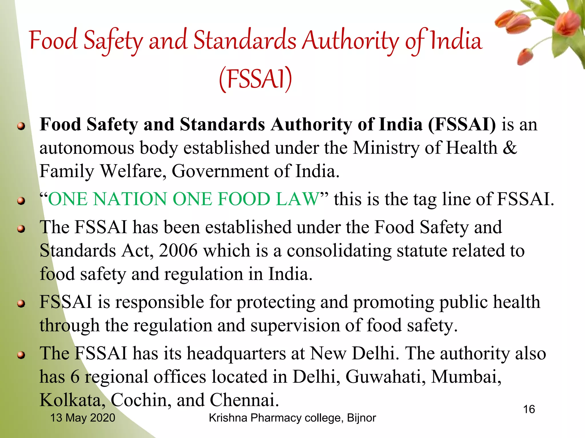 Brief introduction to Agmark, BIS and FSSAI | PPTX