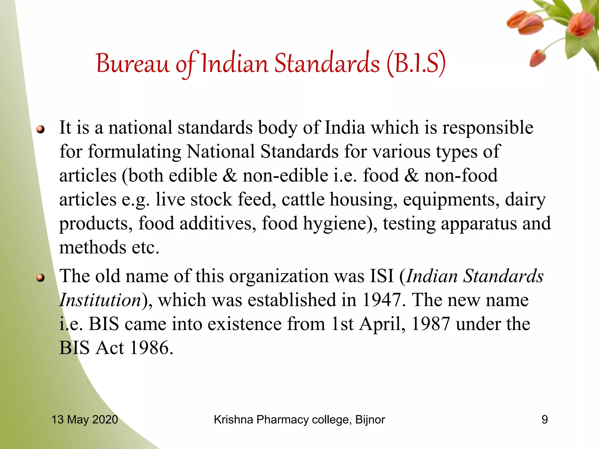 Brief introduction to Agmark, BIS and FSSAI | PPTX