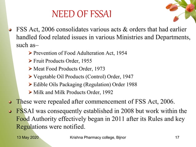 Brief introduction to Agmark, BIS and FSSAI | PPTX