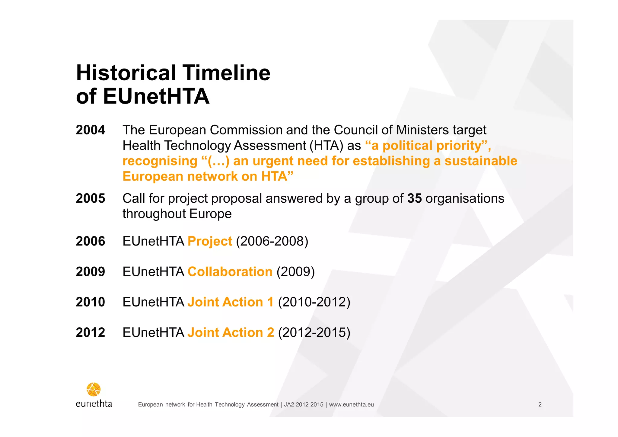EUnetHTA Training course for Stakeholders - Brief introduction to ...