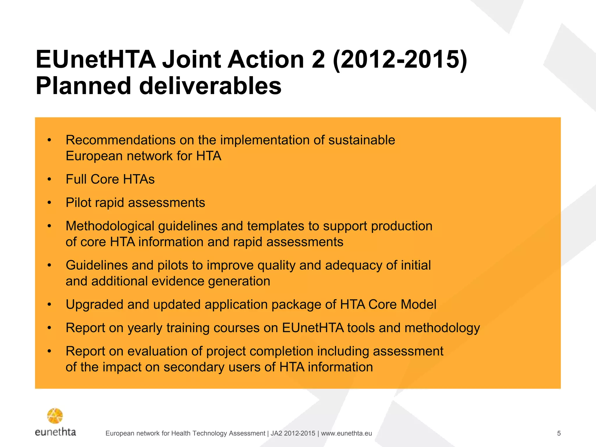 Brief introduction to EUnetHTA and its tools | PPTX