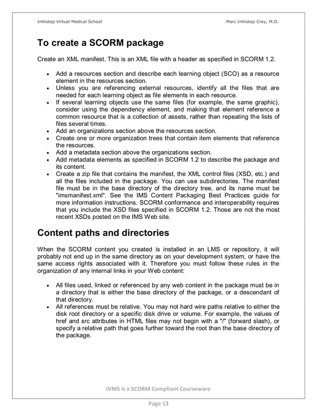 Brief introduction to SCORM- IVMS is a SCORM Complient Courseware | PDF