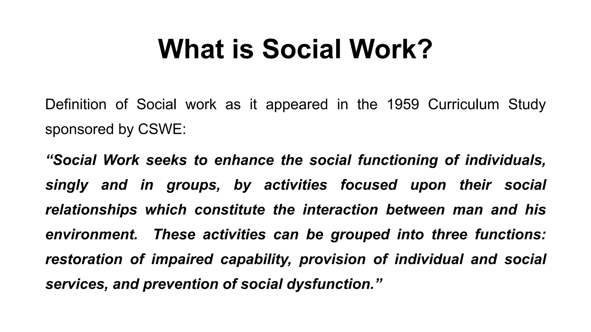 Brief introduction to social work | PPTX