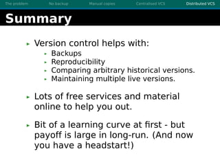 A brief introduction to version control systems | PPT