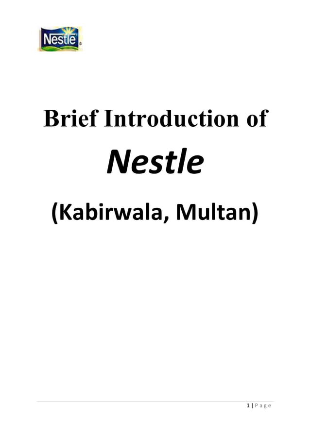 Introduction of Nestle | PDF