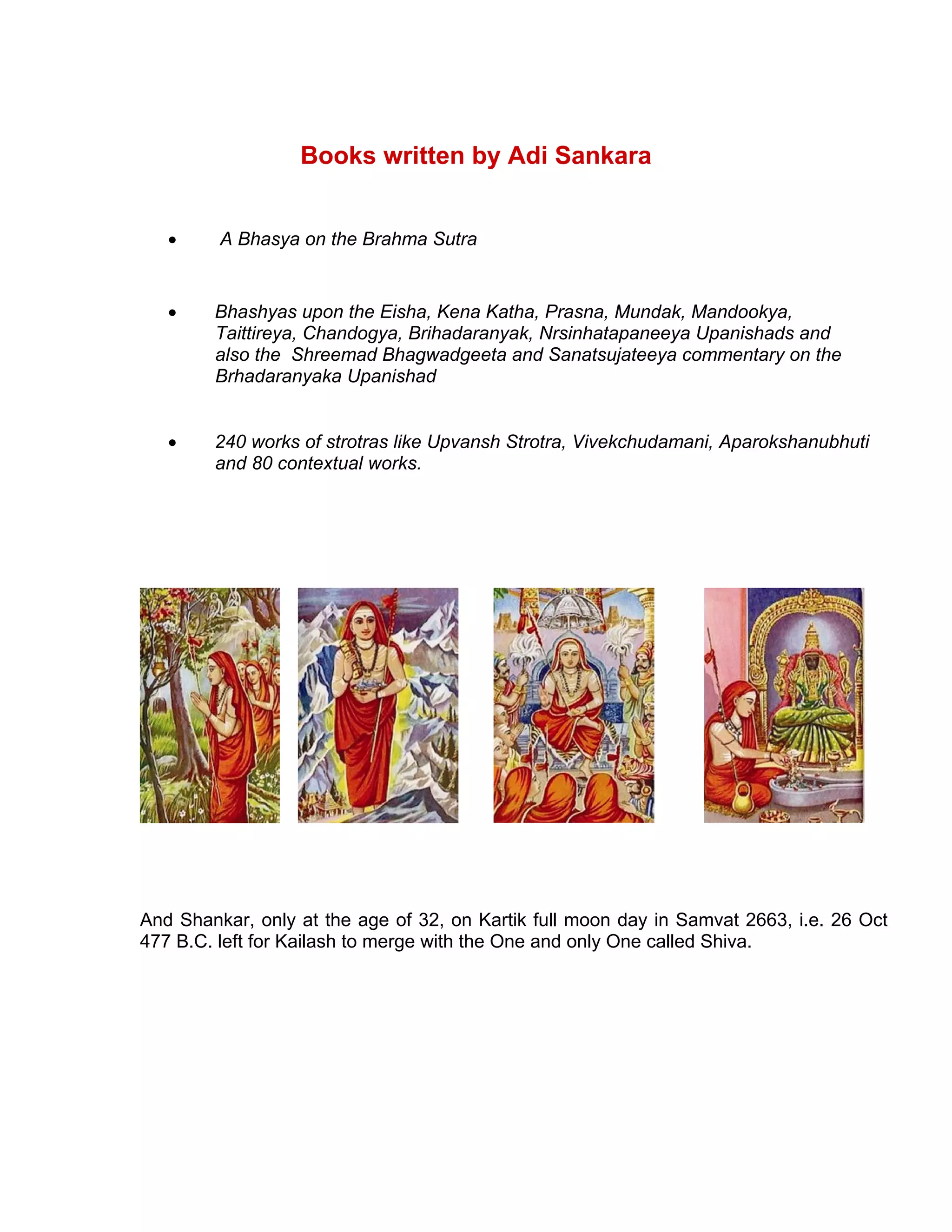Brief life sketch of adi shankaracharya | PDF