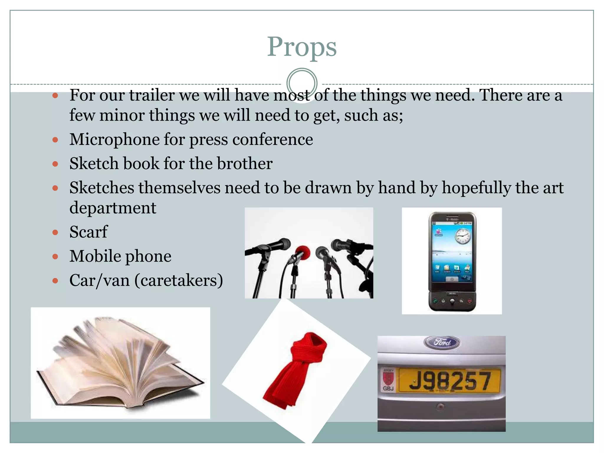 Brief locations, props and cast descriptions | PPTX