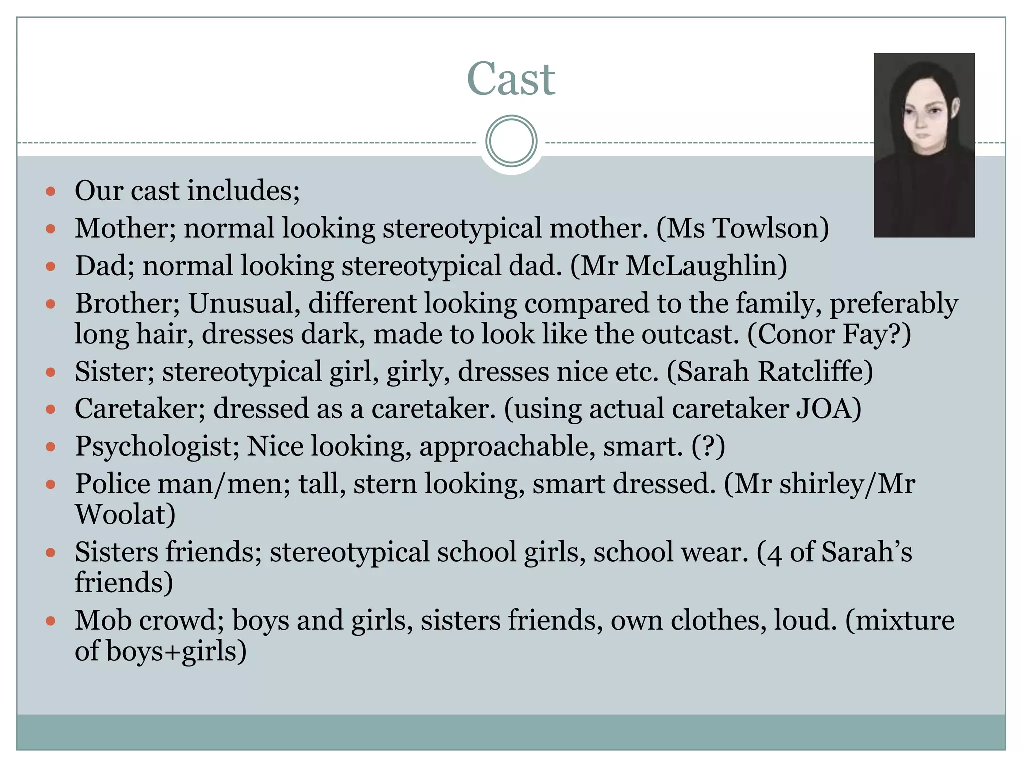 Brief locations, props and cast descriptions | PPTX