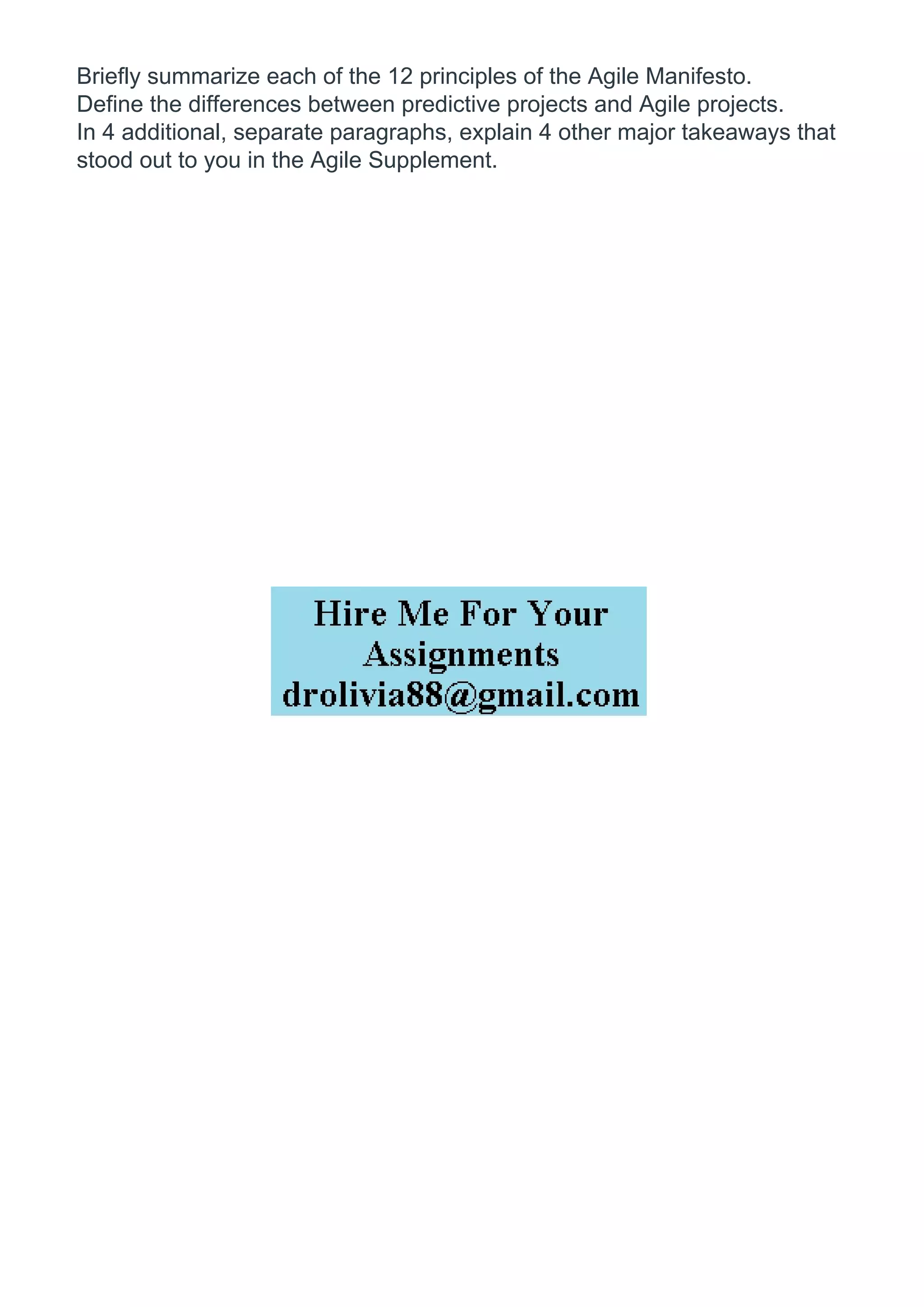 Briefly summarize each of the 12 principles of the Agile Man.pdf