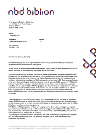 Brief nbd biblion wisselcollecties | PDF | Business | Business and Finance