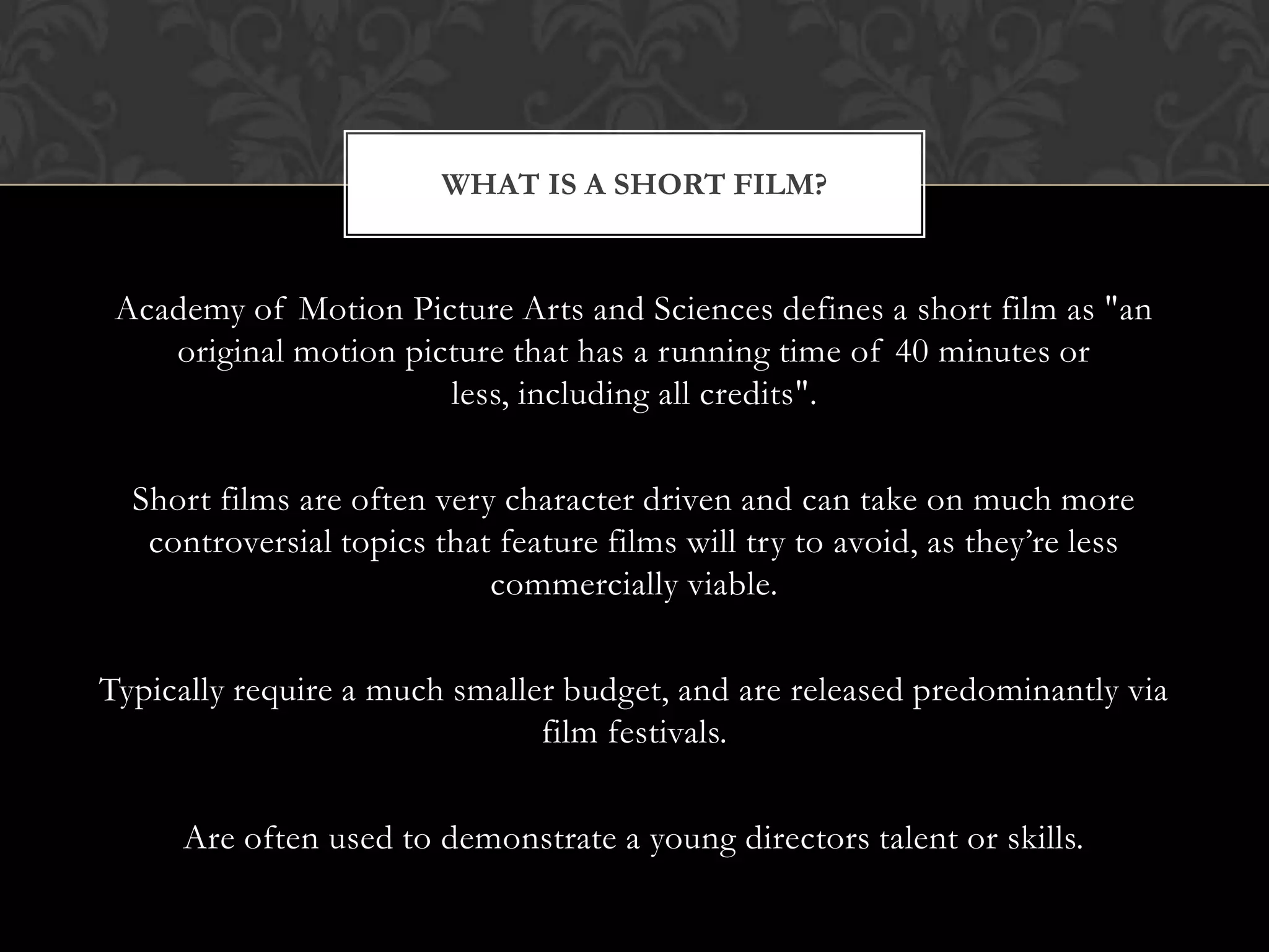 Brief notes on what make a good short film | PPTX | Video Production ...