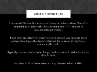 Brief notes on what make a good short film | PPTX | Video Production ...