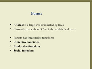 Brief on Forestation and detailed statistics about forestation | PPTX