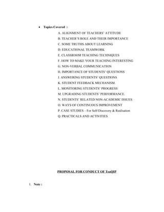 Teaching Quality Improvement Program (TeaQIP) | PDF