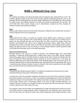 Brief outline nlrb v. white sell corp | DOCX