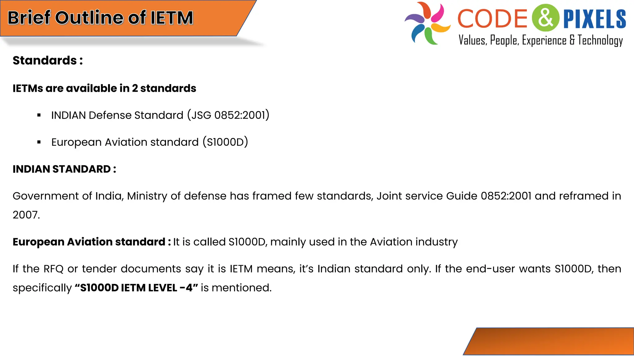 Brief Outline of (IETM) Interactive Electronic Technical Manual -Code ...