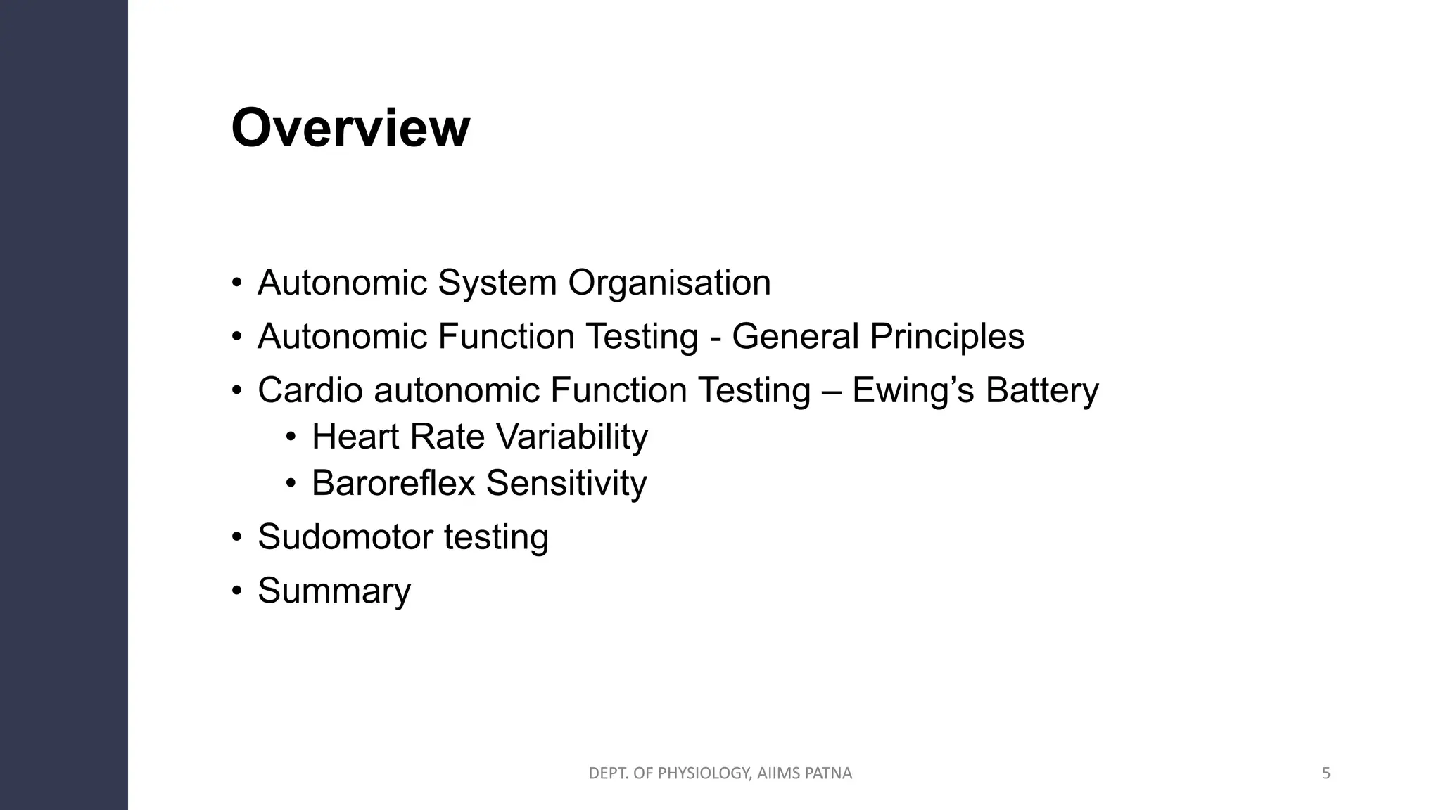 Brief Overview of Autonomic Function Tests | PPTX