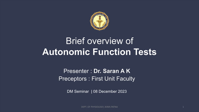 Brief Overview of Autonomic Function Tests | PPT | Free Download